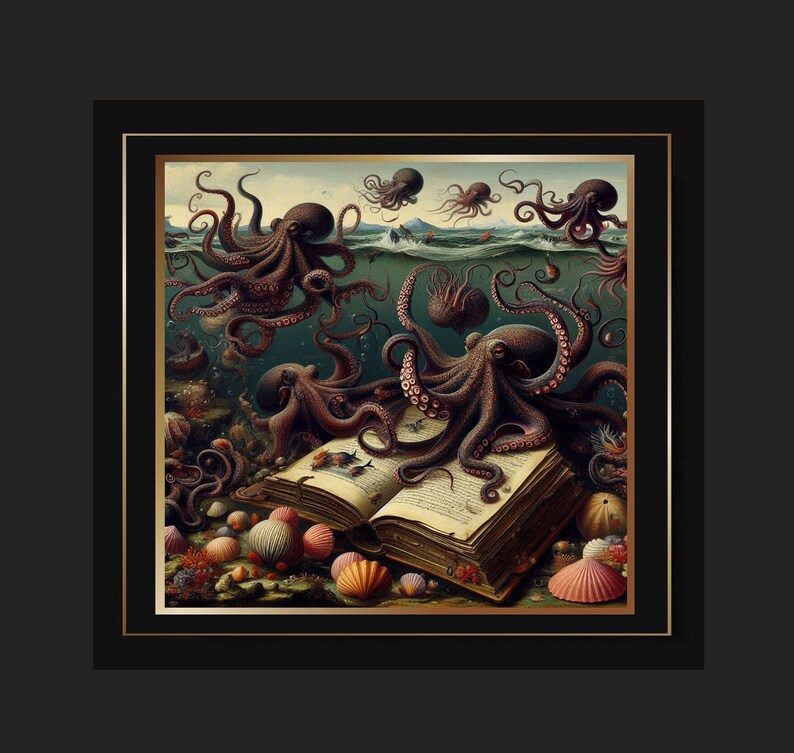 Octopus Art Print Watercolor Painting Print Nautical Decor Octopus Folk ...