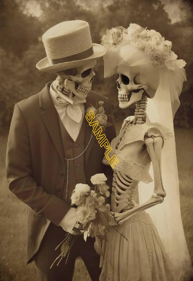 Romantic Skeleton Couple, Dark Academia, Gothic Occult Poster ...