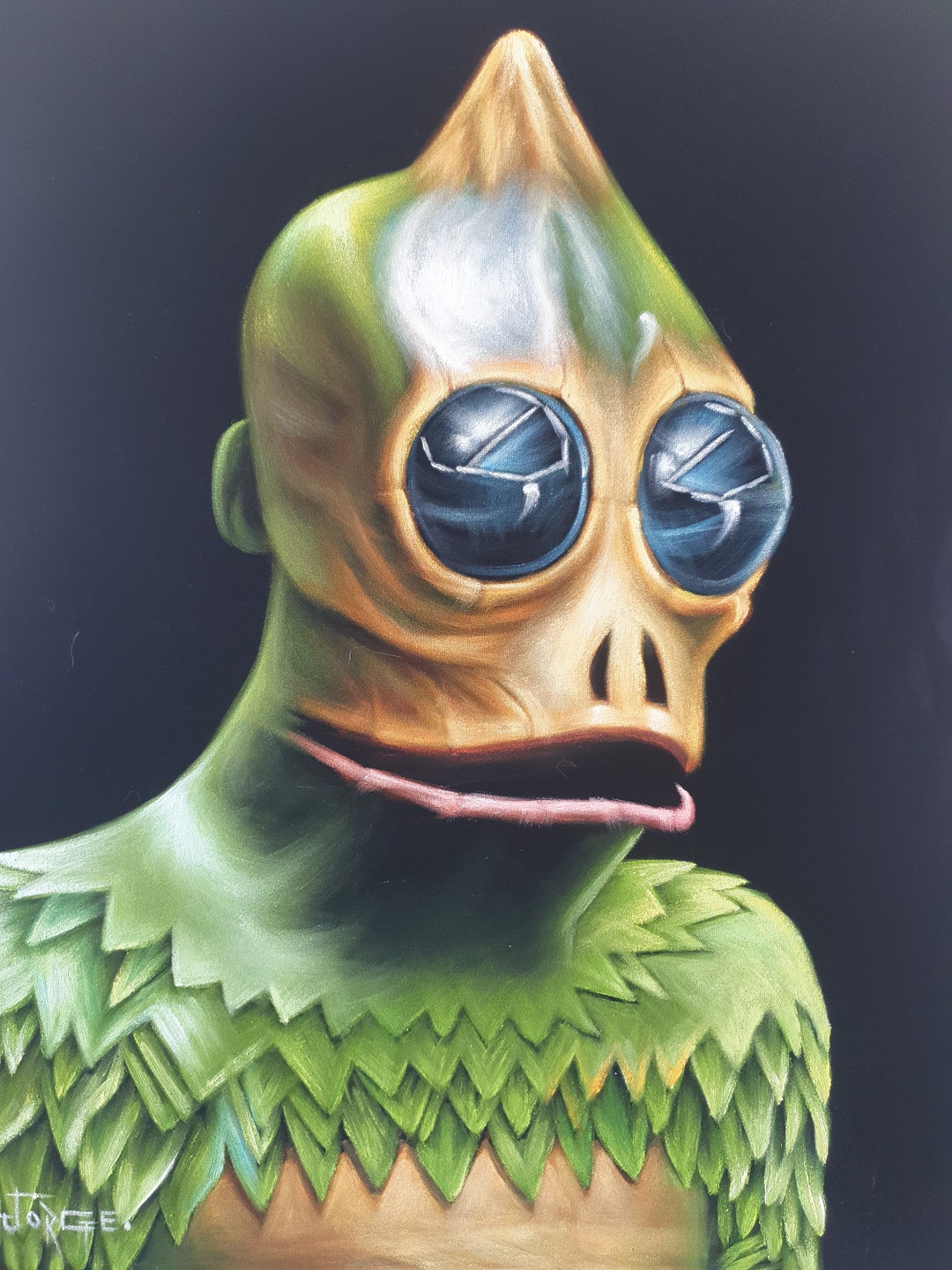 Sleestak, From land of the Lost :original Oil Painting on Black Velvet ...