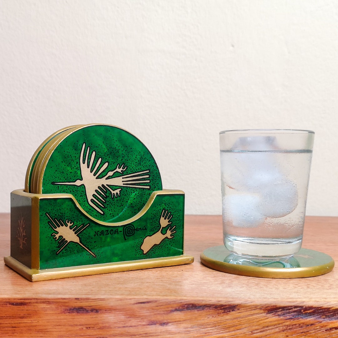 Coaster Nazca Lines, Peru, Round in Green/blue/pink, Artesania ...
