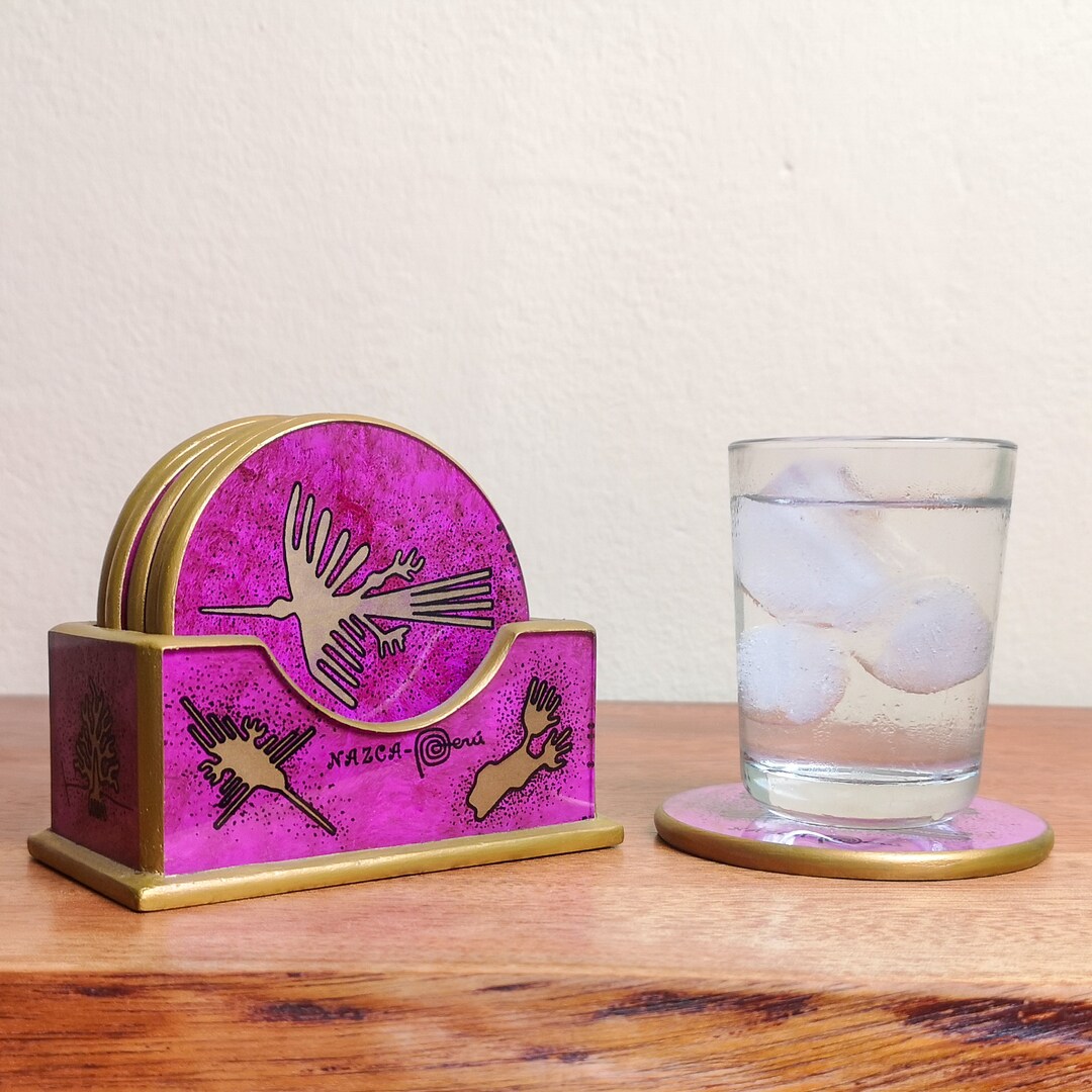 Coaster Nazca Lines, Peru, Round in Pink/blue/green, Artesania ...