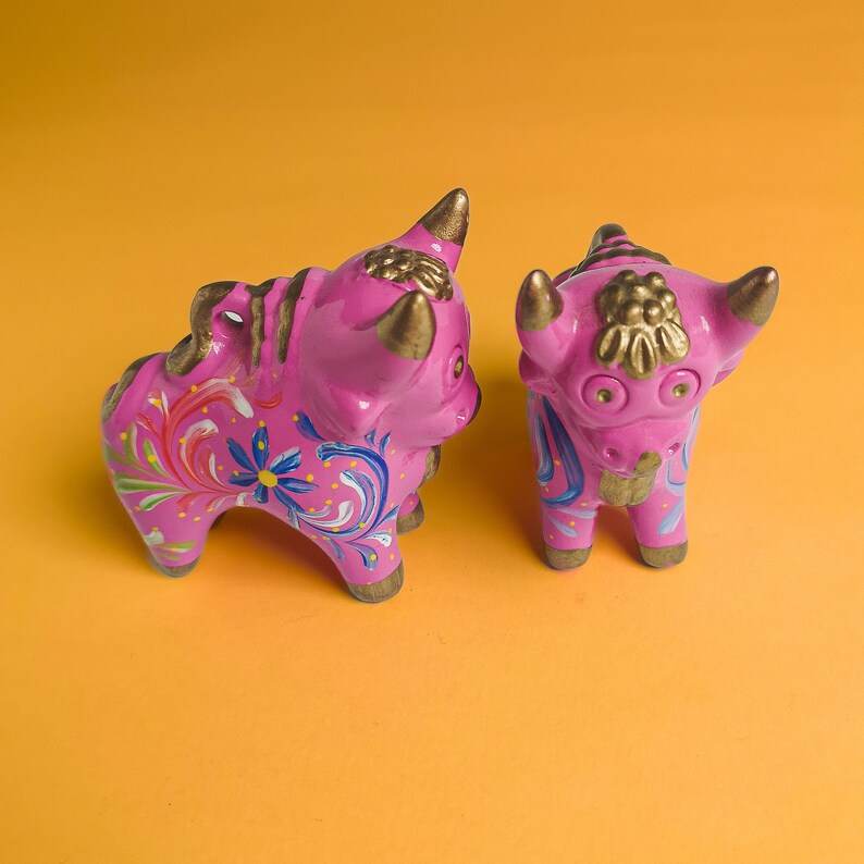 Torito de Pucará Toro de Pucará, rosa, Artesania Perú - Etsy México