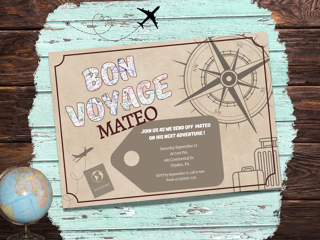 Bon Voyage Party Invitation Customizable Digital Download / Template ...