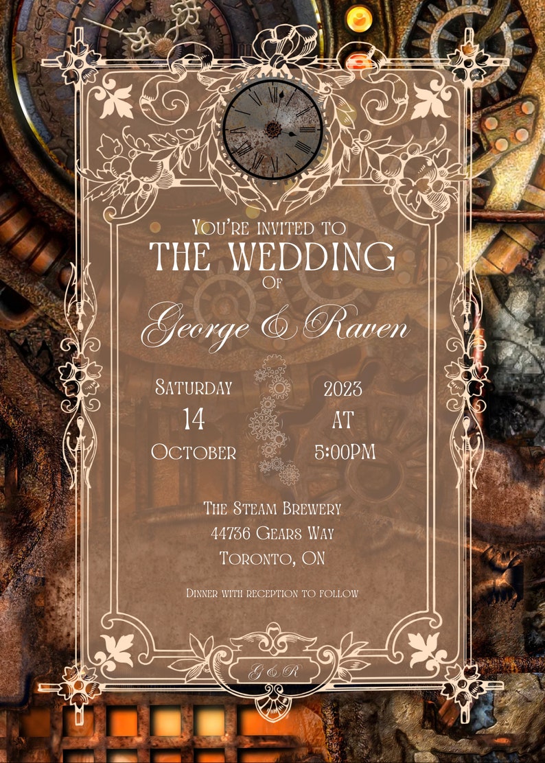 Steampunk Customizable Wedding Invitation Digital Download / - Etsy