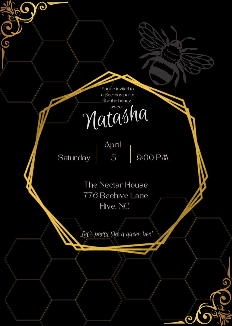 Queen Bee Birthday Party Invitation Customizable Digital - Etsy