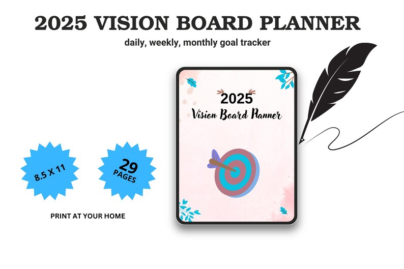 2025 Vision Board Printables, A4 PDF Instant Download, Vision Board ...