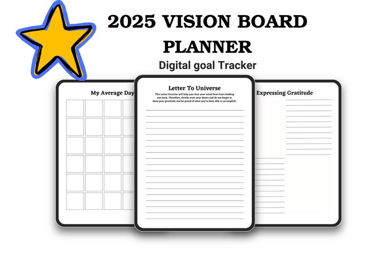 2025 Vision Board Printables, A4 PDF Instant Download, Vision Board ...