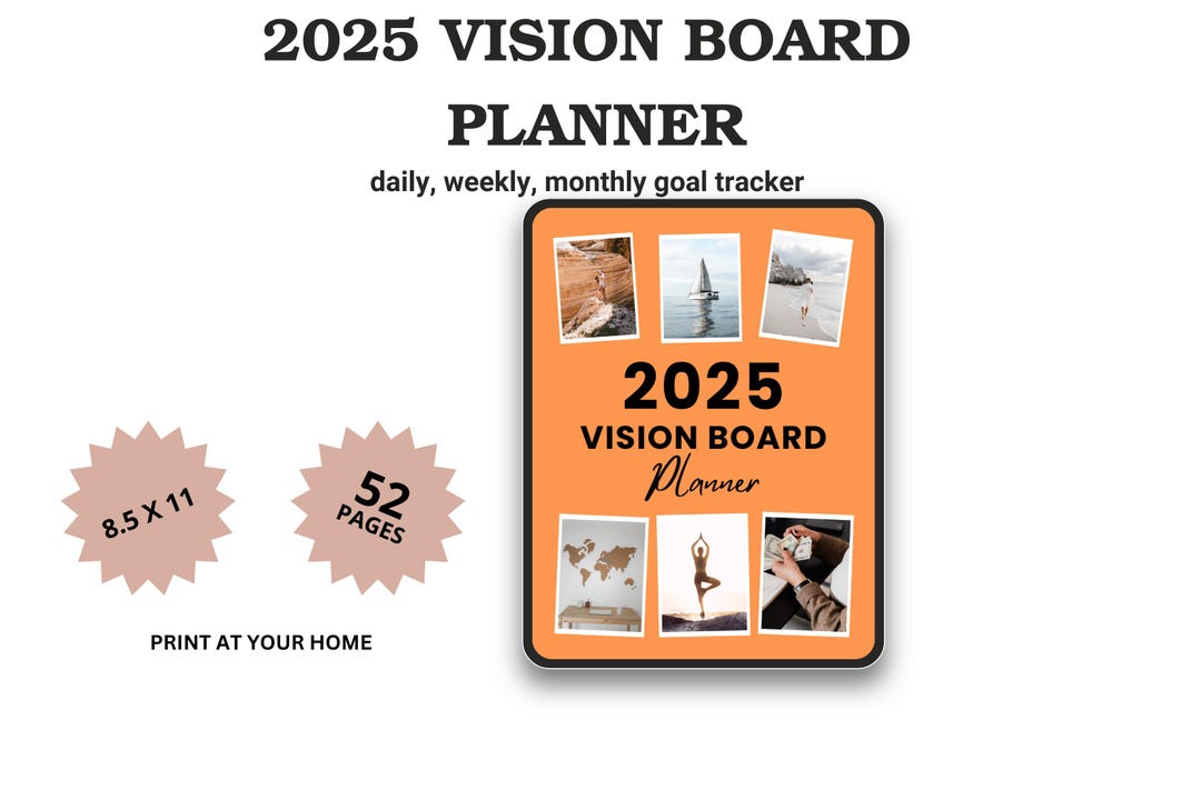 2025 Vision Board Printables, A4 PDF Instant Download, Vision Board ...