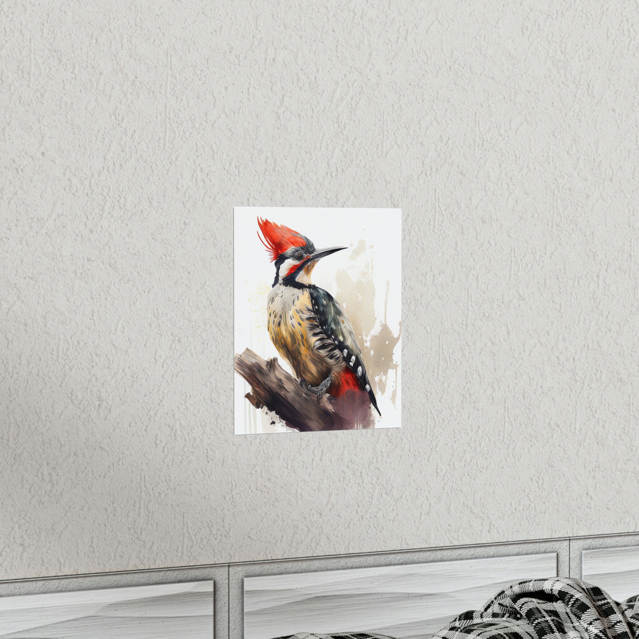 Woodpecker Wonder: Majestic Pileated on Tree Branch Watercolor Print ...