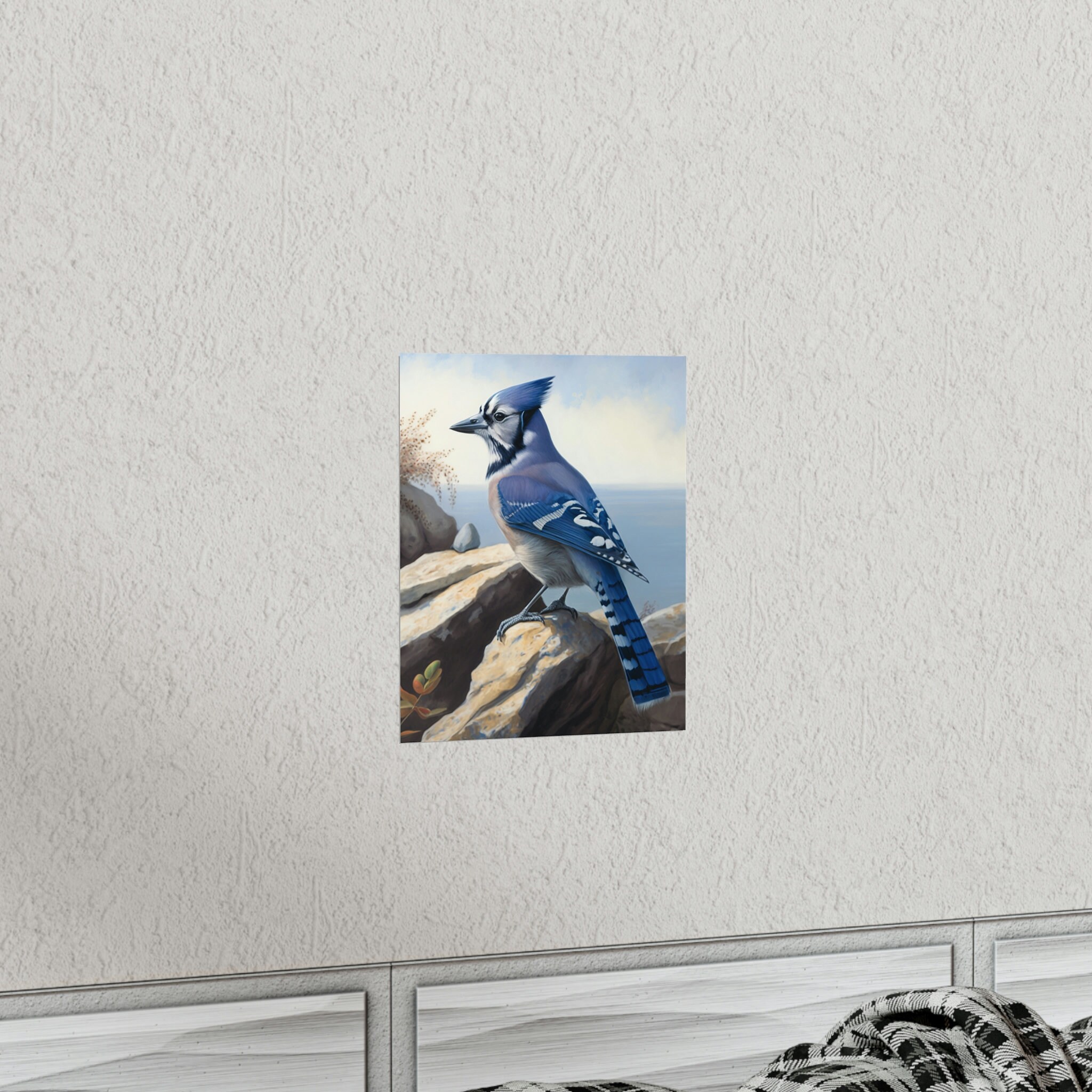 Blue Jay: Vibrant Bird on Rock Print | Birder Gift | Bird Decal ...