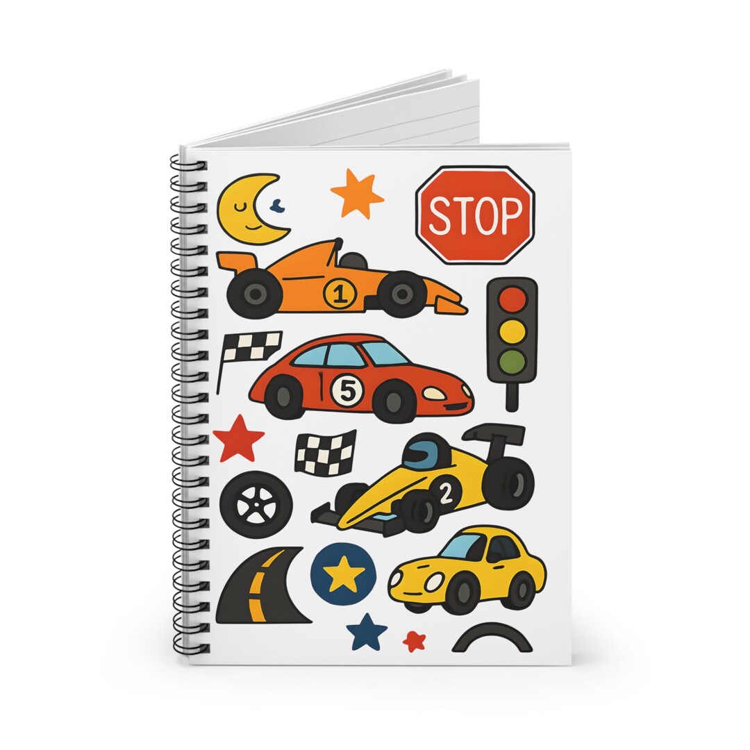 Race Car Spiral Notebook - Fun for Kids, School, Gifts, Stationery ...
