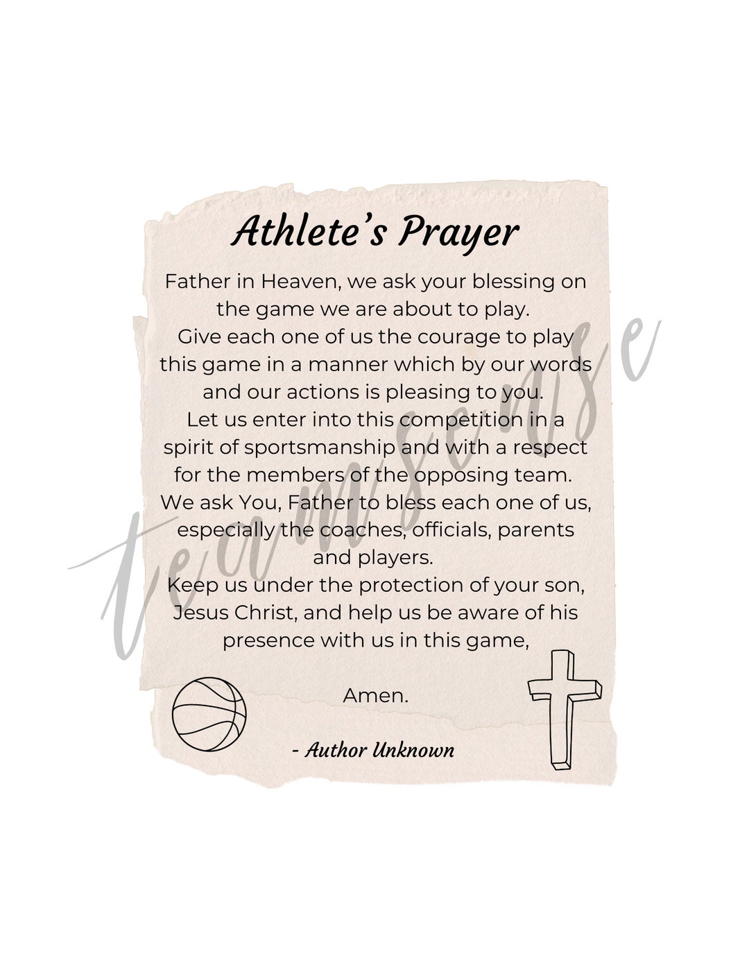 Athlete's Prayer | Sports Gifts Printable | Sports Prayer | Athlete ...