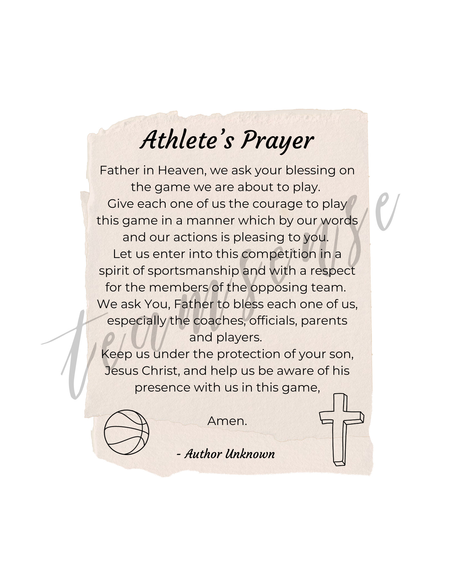 Athlete's Prayer | Sports Gifts Printable | Sports Prayer | Athlete ...