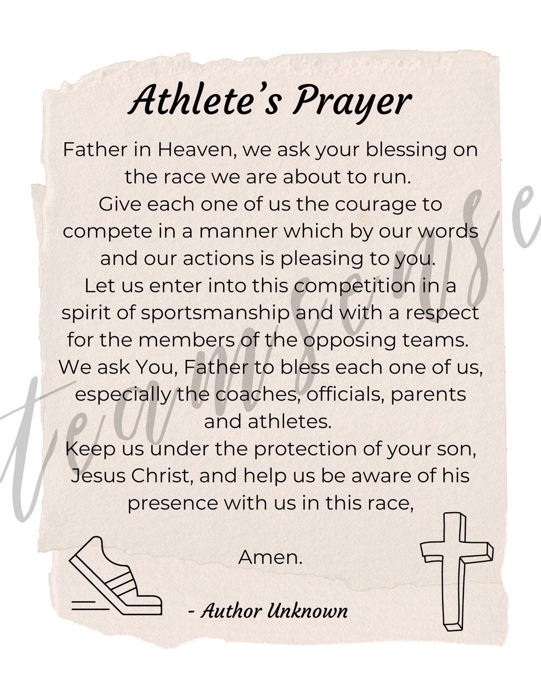 Athlete's Prayer | Sports Gifts Printable | Sports Prayer | Athlete ...