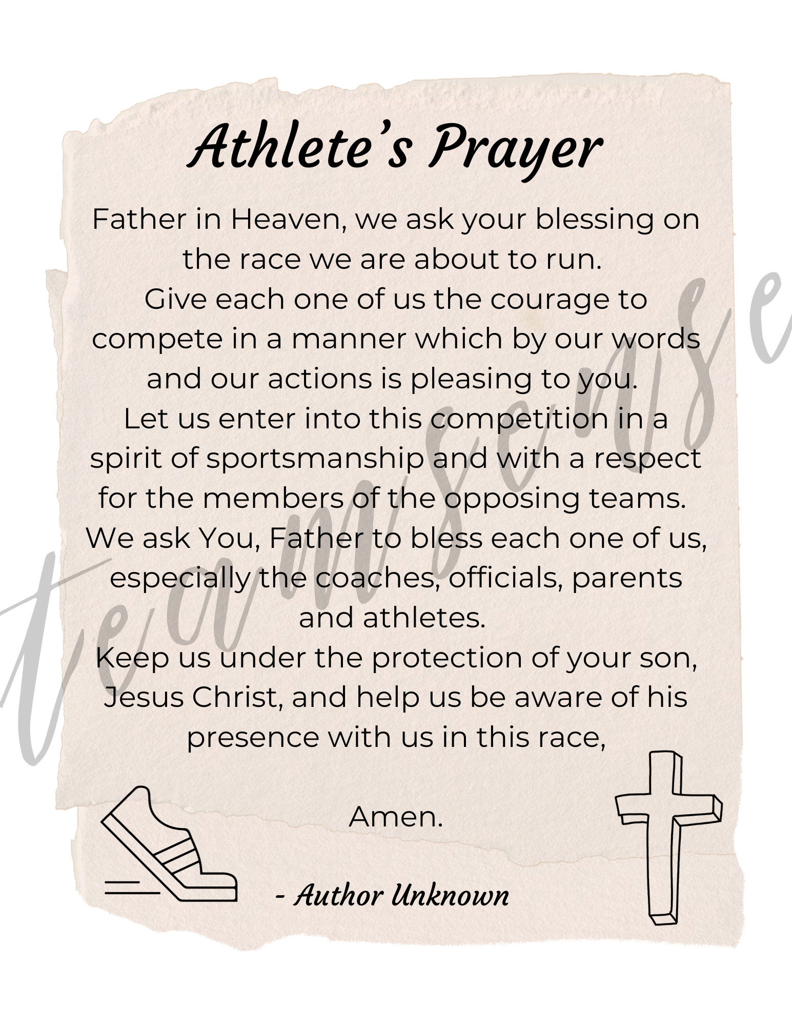 Athlete's Prayer | Sports Gifts Printable | Sports Prayer | Athlete ...