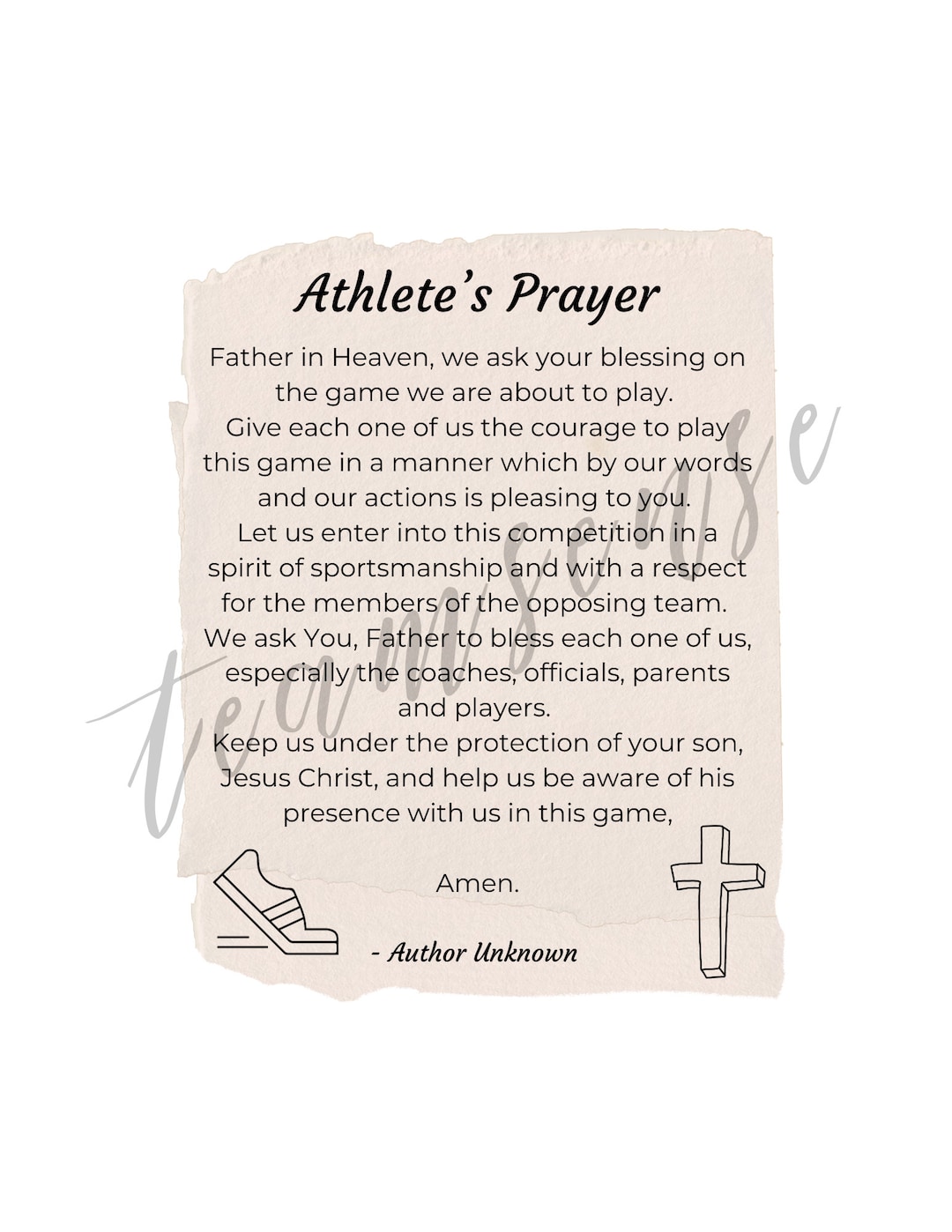 Athlete's Prayer | Sports Gifts Printable | Sports Prayer | Athlete ...