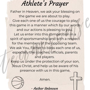 Athlete's Prayer | Sports Gifts Printable | Sports Prayer | Athlete ...