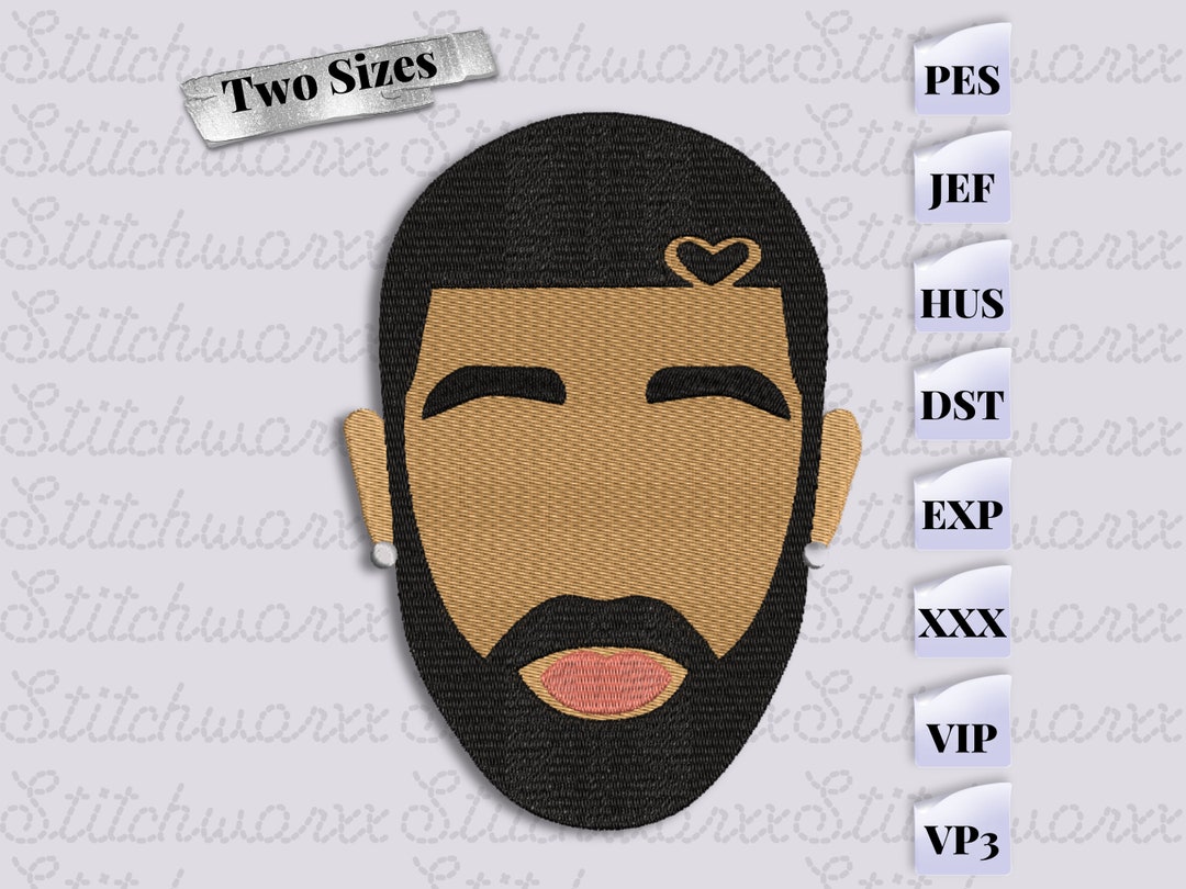 Drake Embroidery File, Trendy Embroidery Designs, File in PES, DST, JEF ...