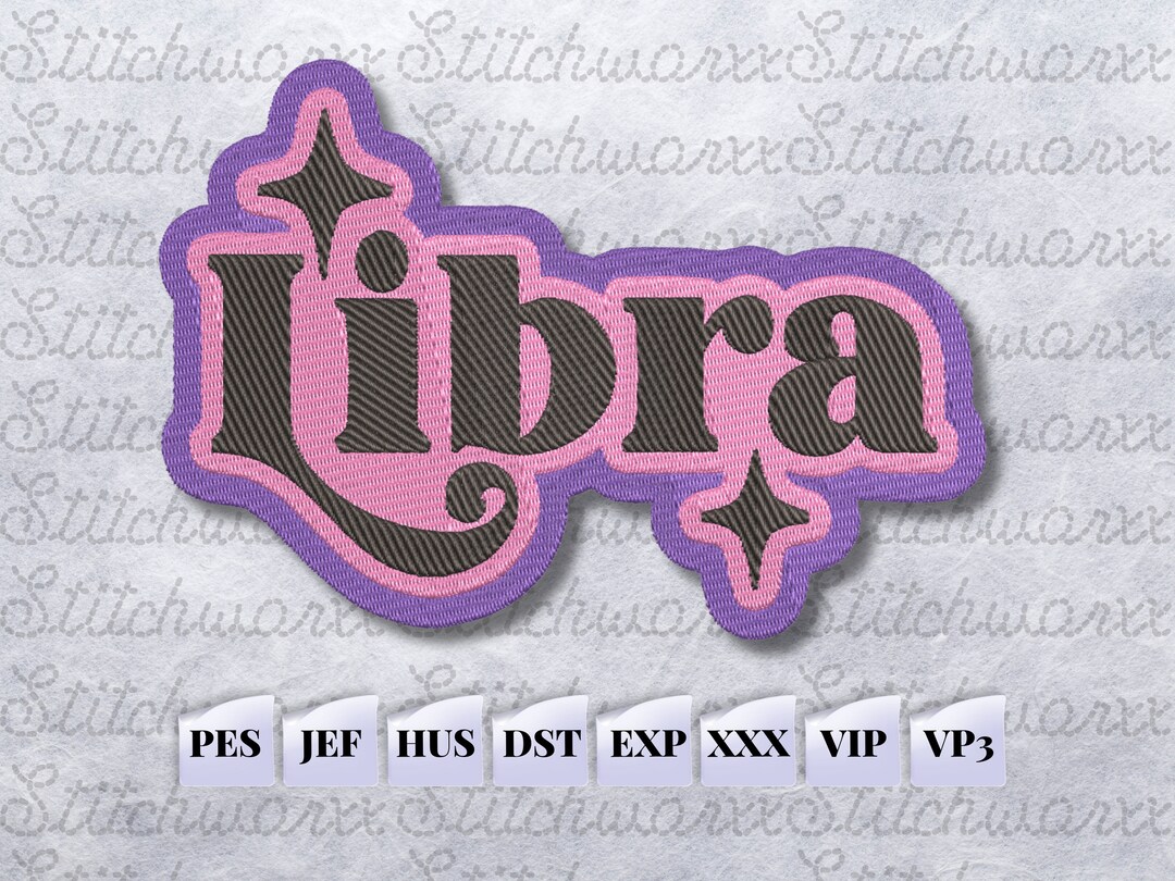 Libra Zodiac Embroidery, Trendy Embroidery Designs, File in PES, DST ...