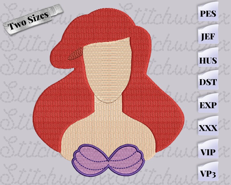 Ariel Embroidery Design Little Mermaid Embroidery Design - Etsy