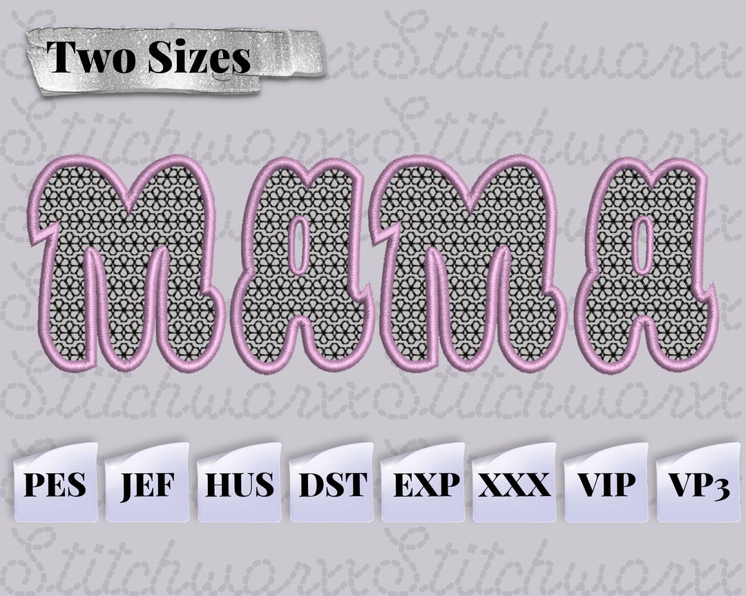 Mama Cursive Letters With Flowers Fill Embroidery File, Mom Embroidery ...