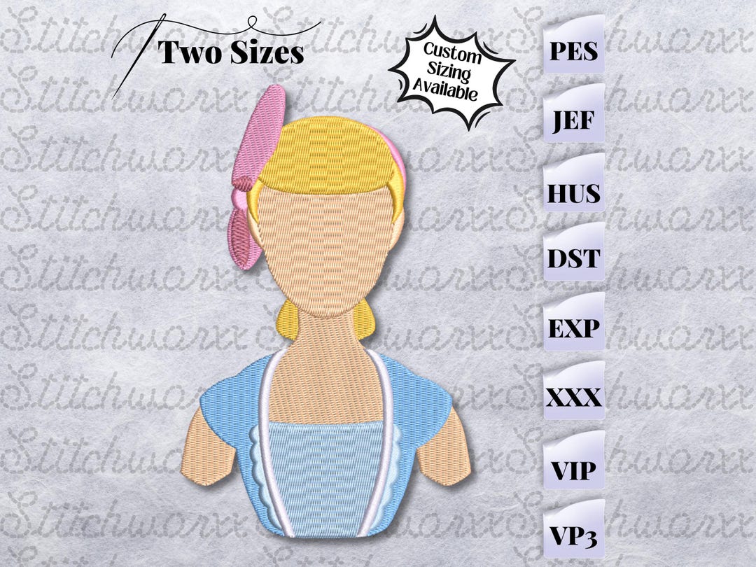 Bo Peep Embroidery Design, Toy Story Embroidery Design, File in PES ...
