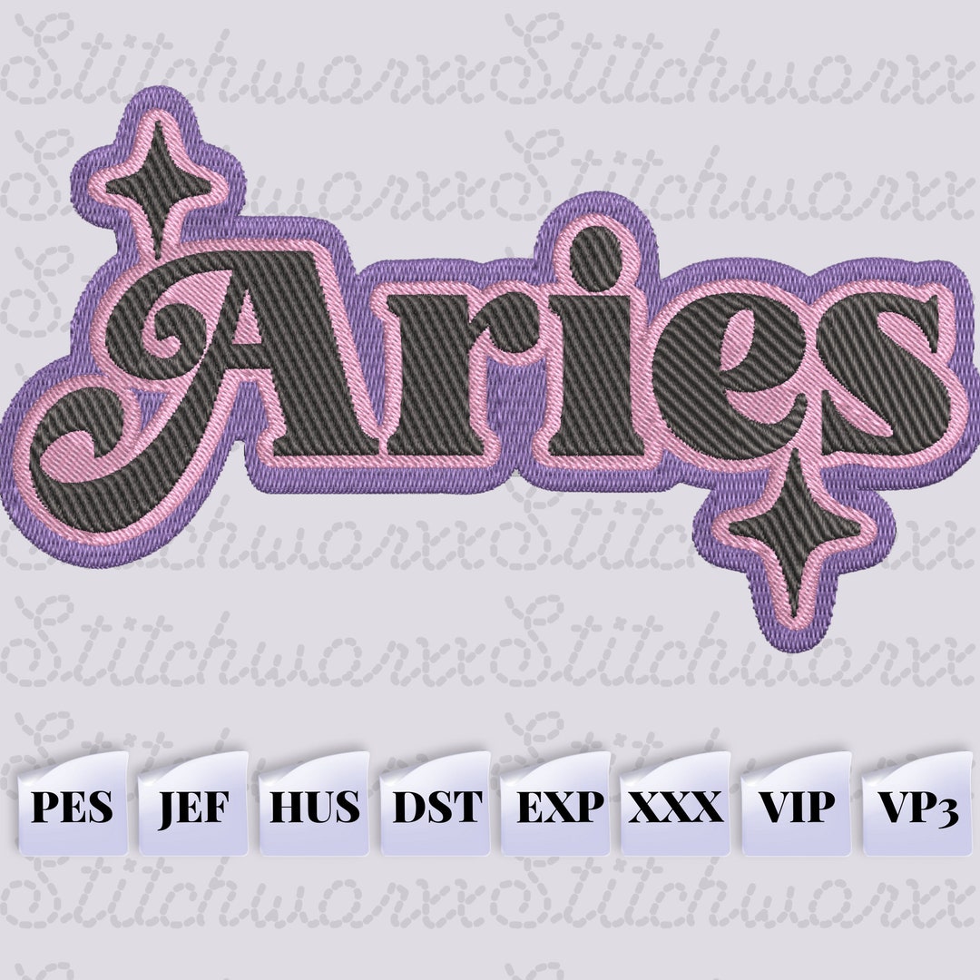 Aries Zodiac Embroidery, Trendy Embroidery Designs, File in PES, DST ...