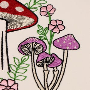 Mushrooms and Flowers Machine Embroidery Design, Mushroom Embroidery ...