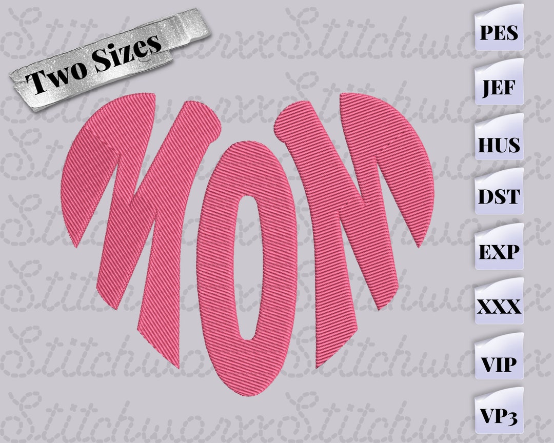 Mom Heart Embroidery File, Mom Embroidery Designs, Mother's Day ...