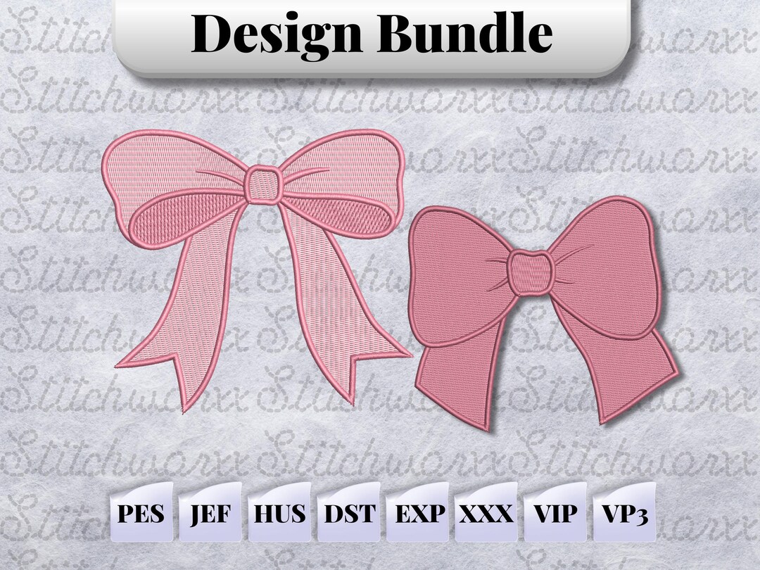 Two Bow Machine Embroidery Designs, Two Design Bundle, Coquette ...
