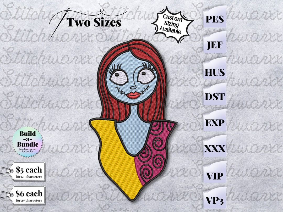 Sally Embroidery Design, Halloween Embroidery Design, File in PES, DST ...