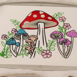Mushrooms and Flowers Machine Embroidery Design, Mushroom Embroidery ...