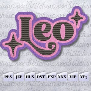 Leo Zodiac Embroidery, Trendy Embroidery Designs, File in PES, DST, JEF ...