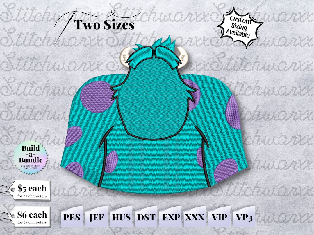 Sully Embroidery Design, Monsters Inc Embroidery Design, File in PES ...