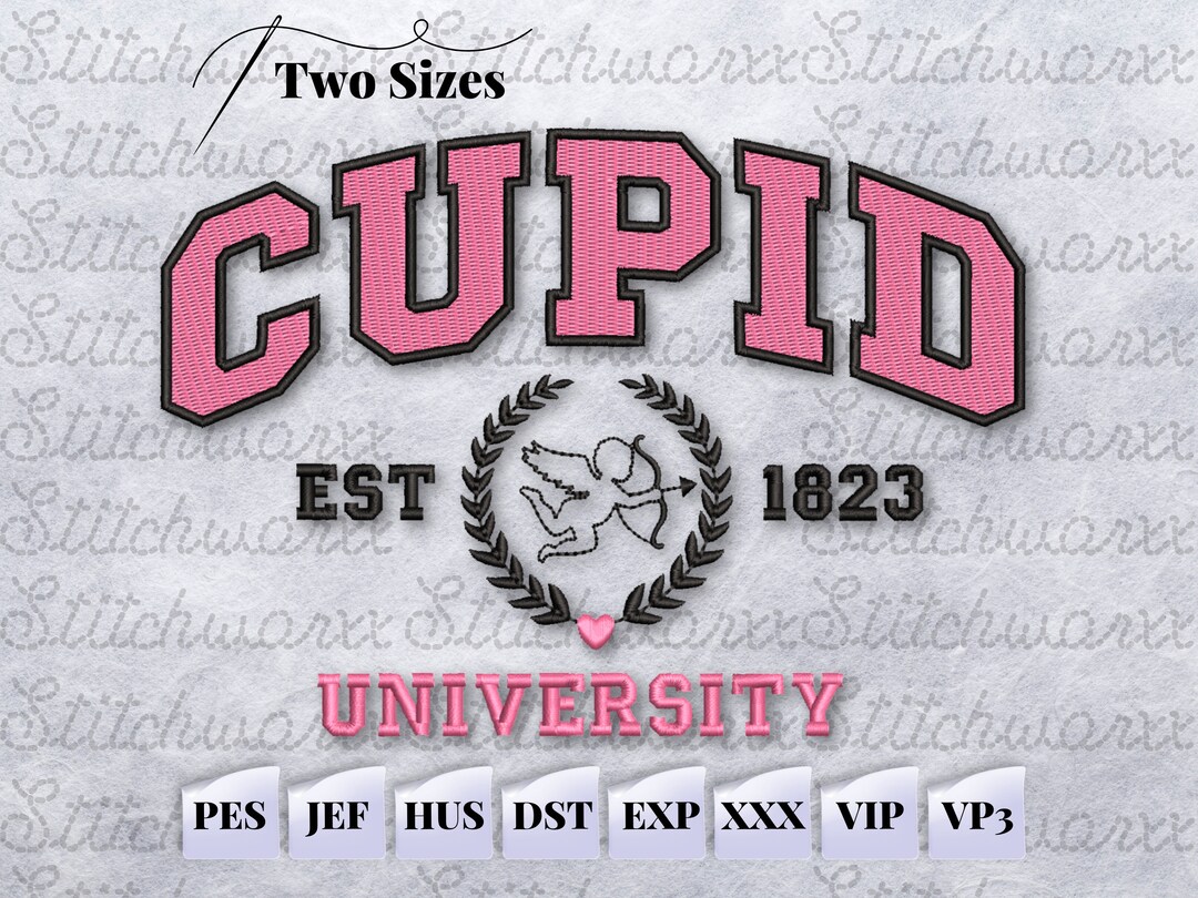 Cupid University Embroidery Design, Valentines Machine Embroidery ...