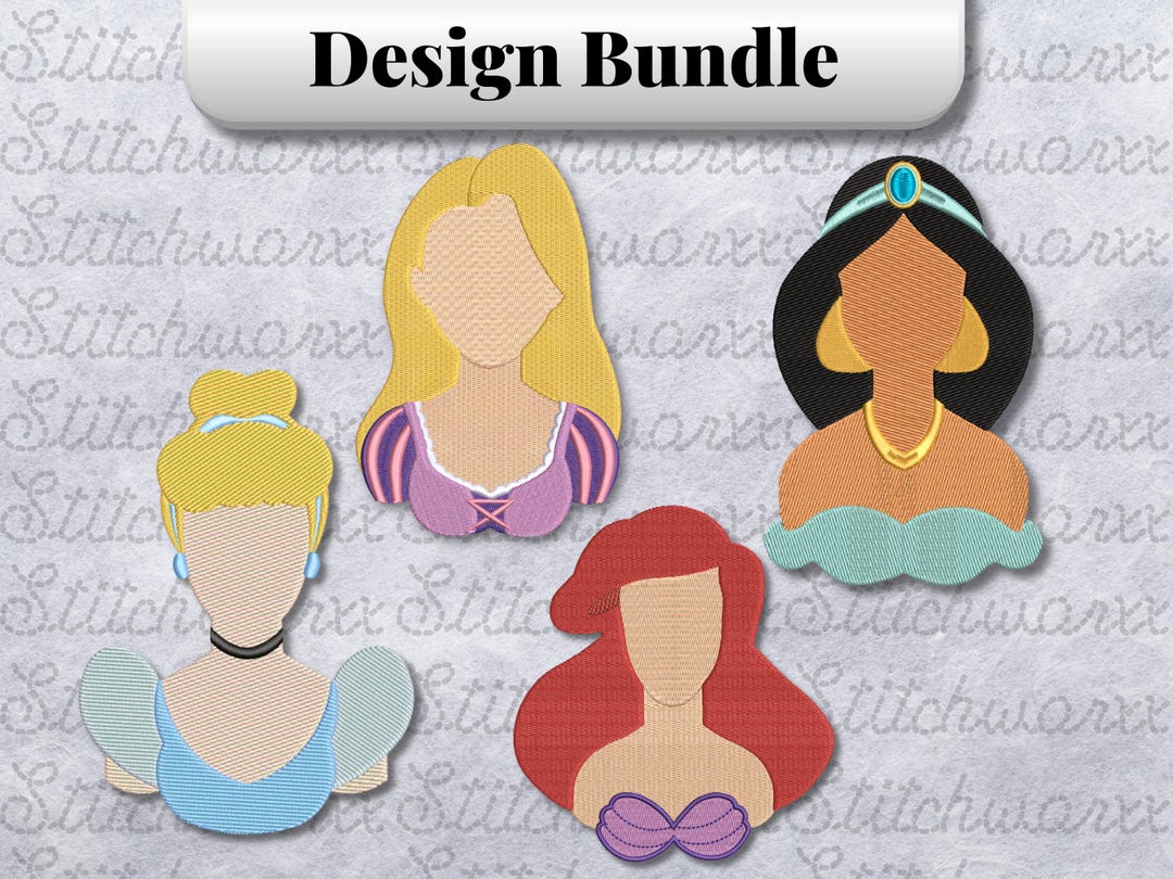 Princess Embroidery Design Bundle - Etsy