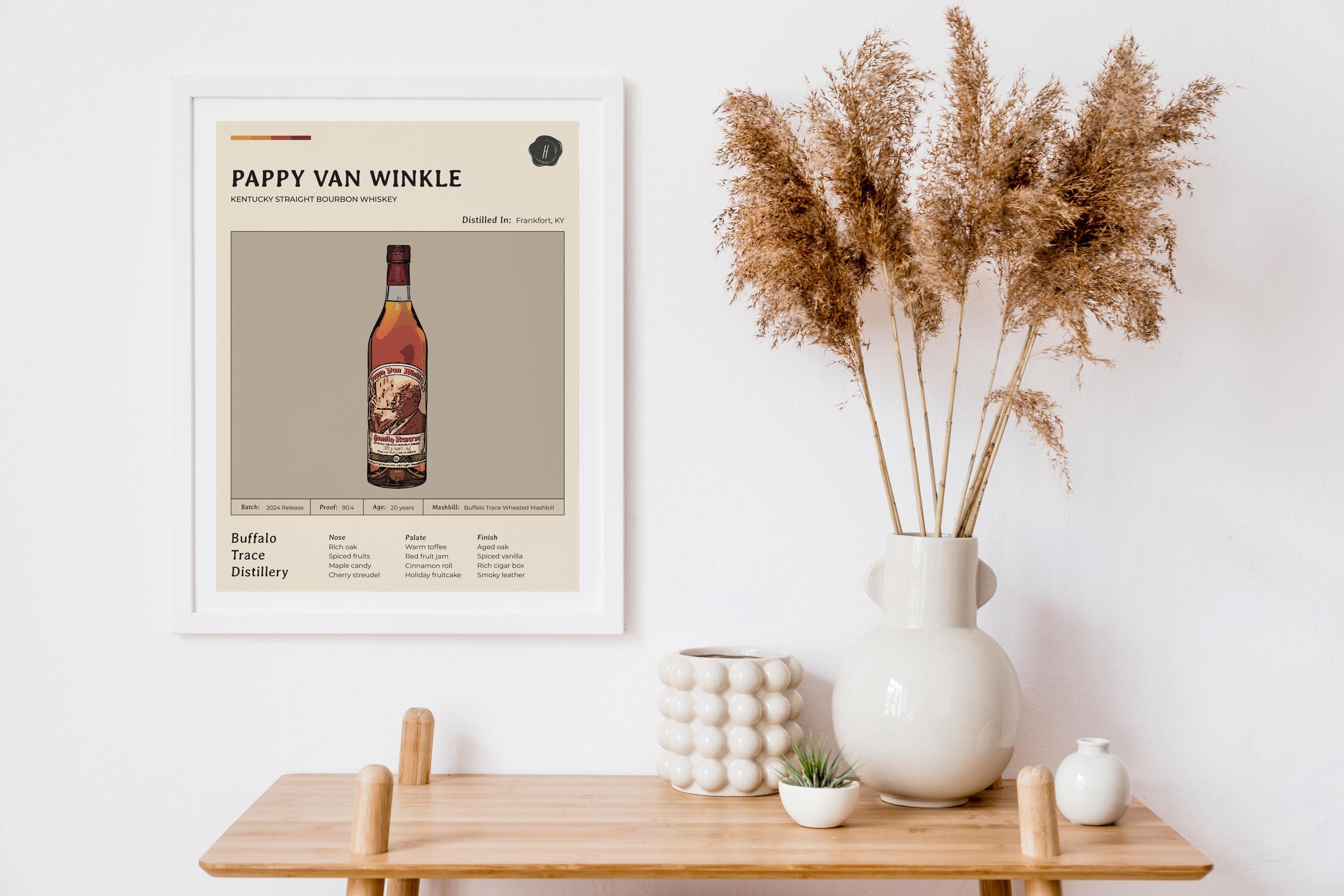 Pappy Van Winkle 20 Bourbon Bottle Art Print | Midcentury Poster ...