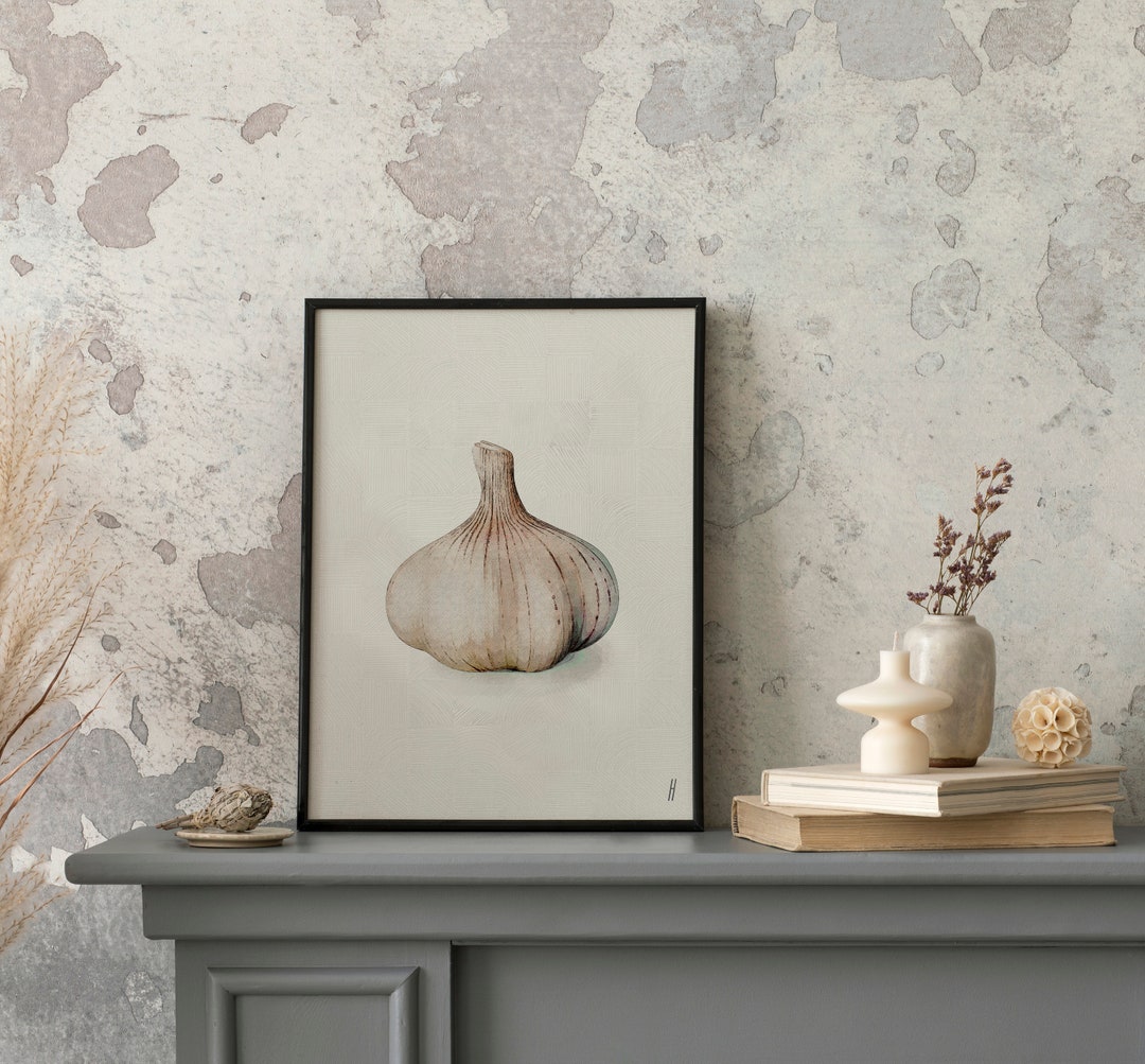Garlic Kitchen Wall Art | Dining Room Decor Vegetable Digital Print ...