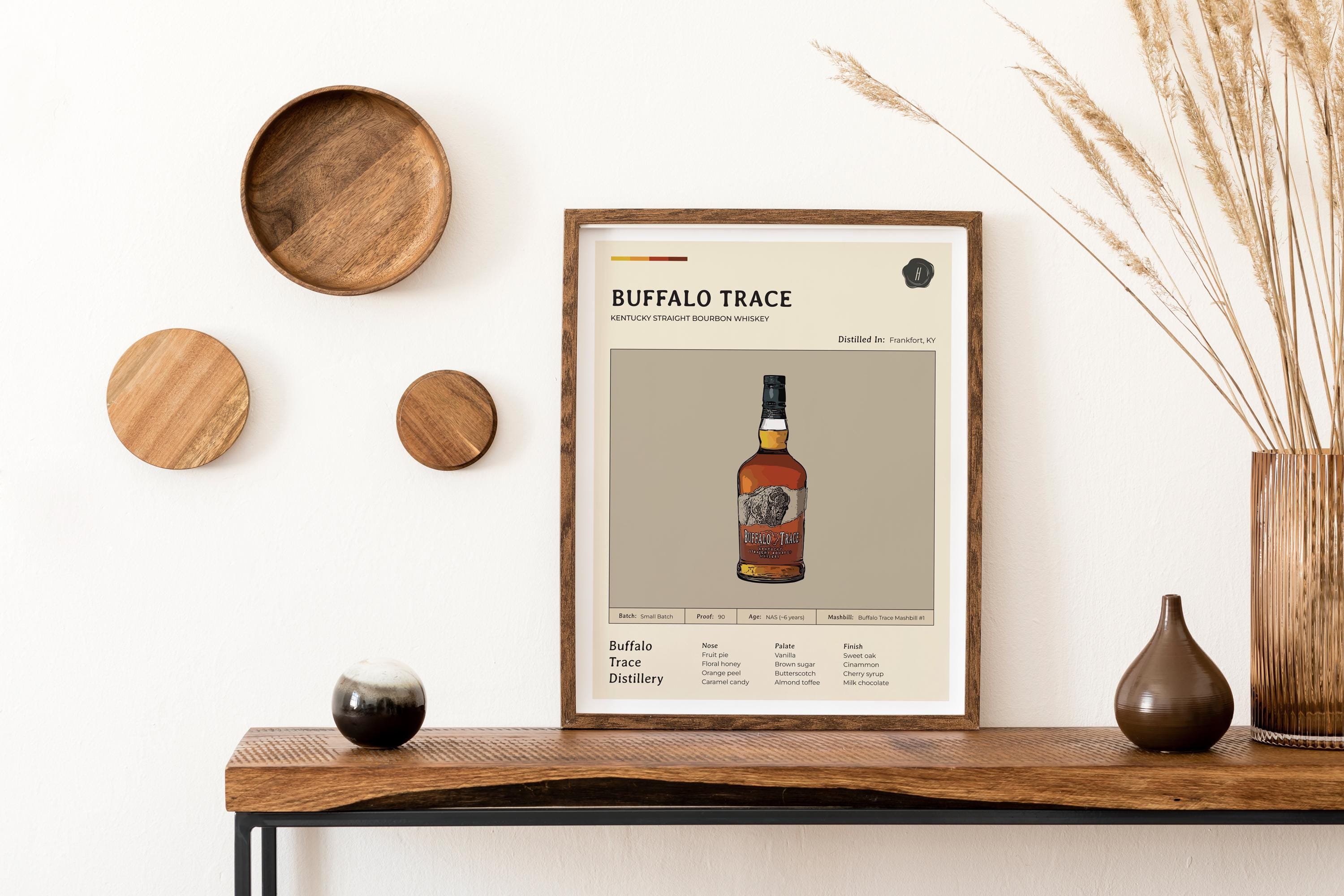Buffalo Trace Bourbon Bottle Art Print | Midcentury Poster Digital ...