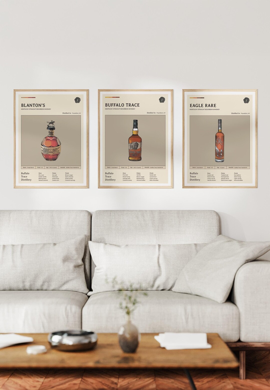 Buffalo Trace Classics #1 (set of 3) Bourbon Bottle Art Prints ...