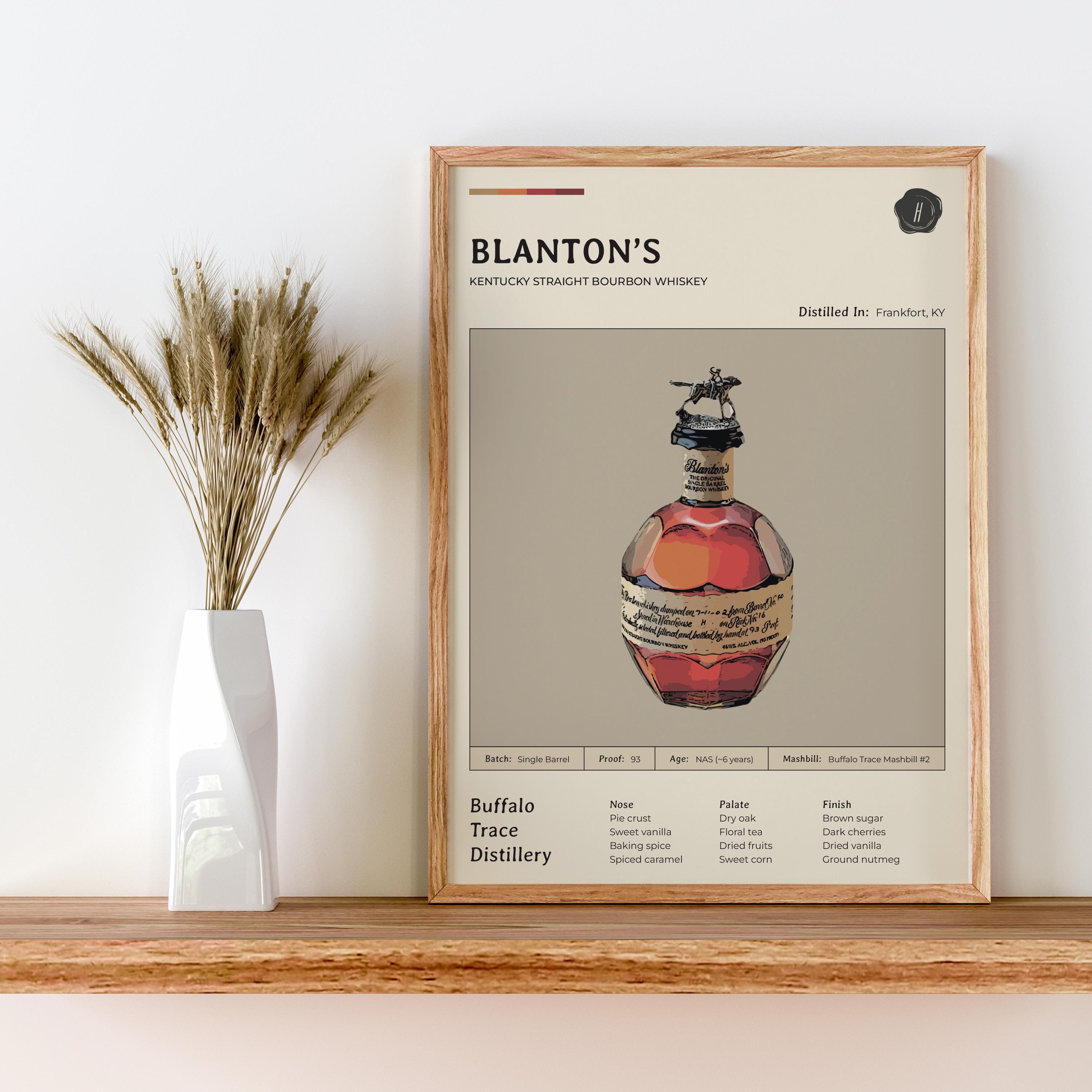 Blanton's Bourbon Bottle Art Print | Midcentury Poster Digital Print ...