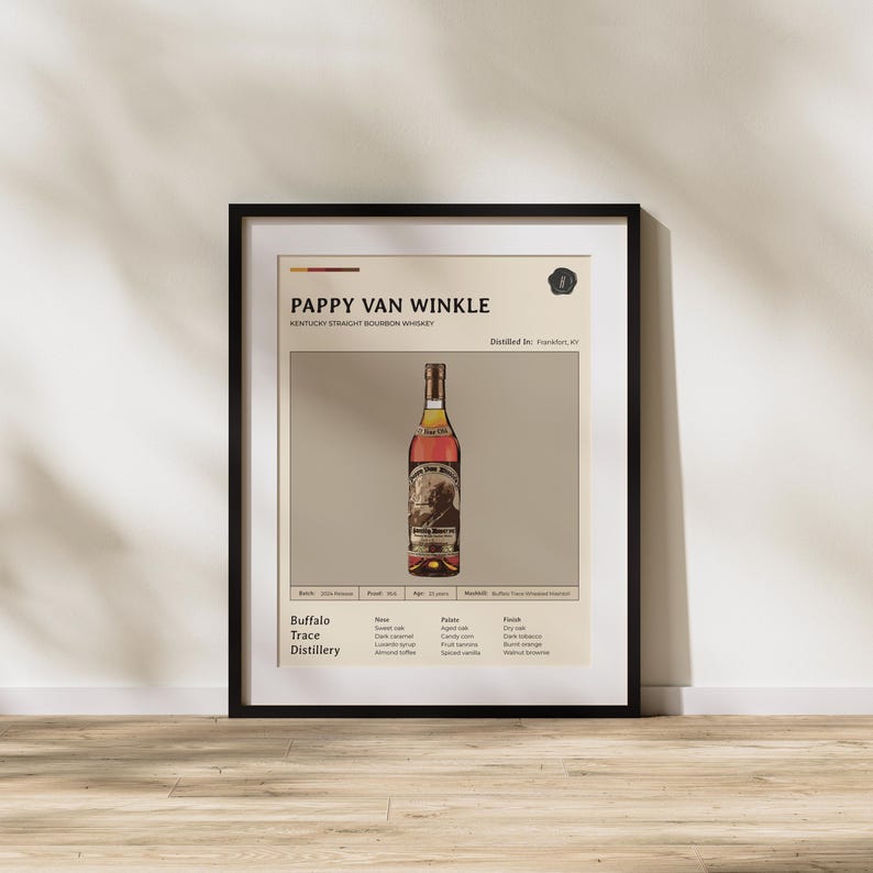 Pappy Van Winkle (set of 3) Bourbon Bottle Art Prints | Midcentury ...