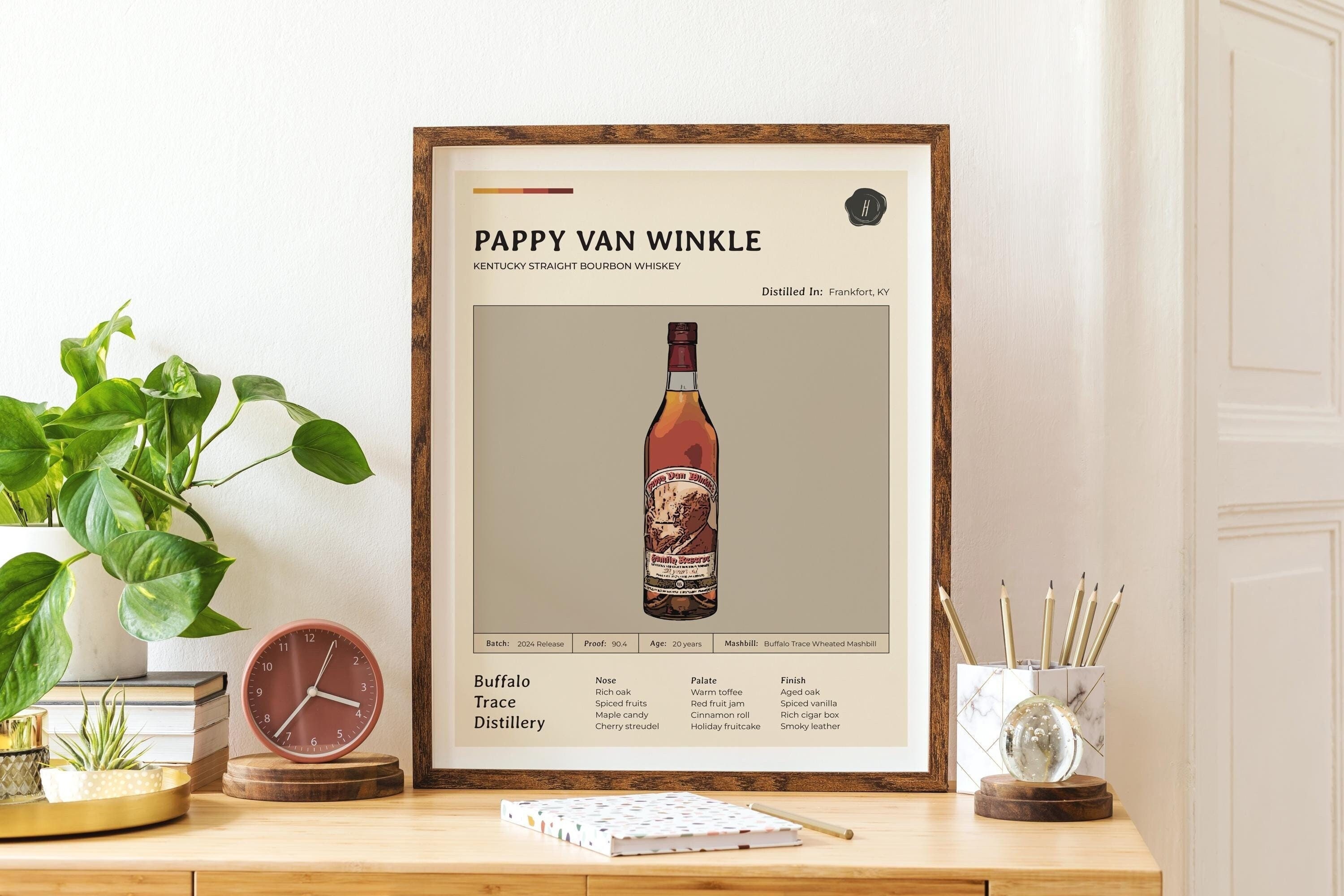 Pappy Van Winkle 20 Bourbon Bottle Art Print | Midcentury Poster ...