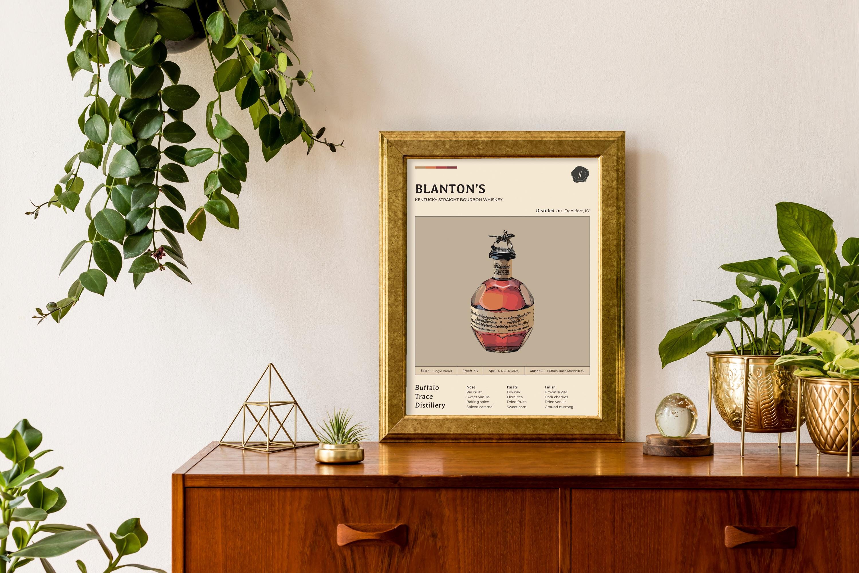 Blanton's Bourbon Bottle Art Print | Midcentury Poster Digital Print ...