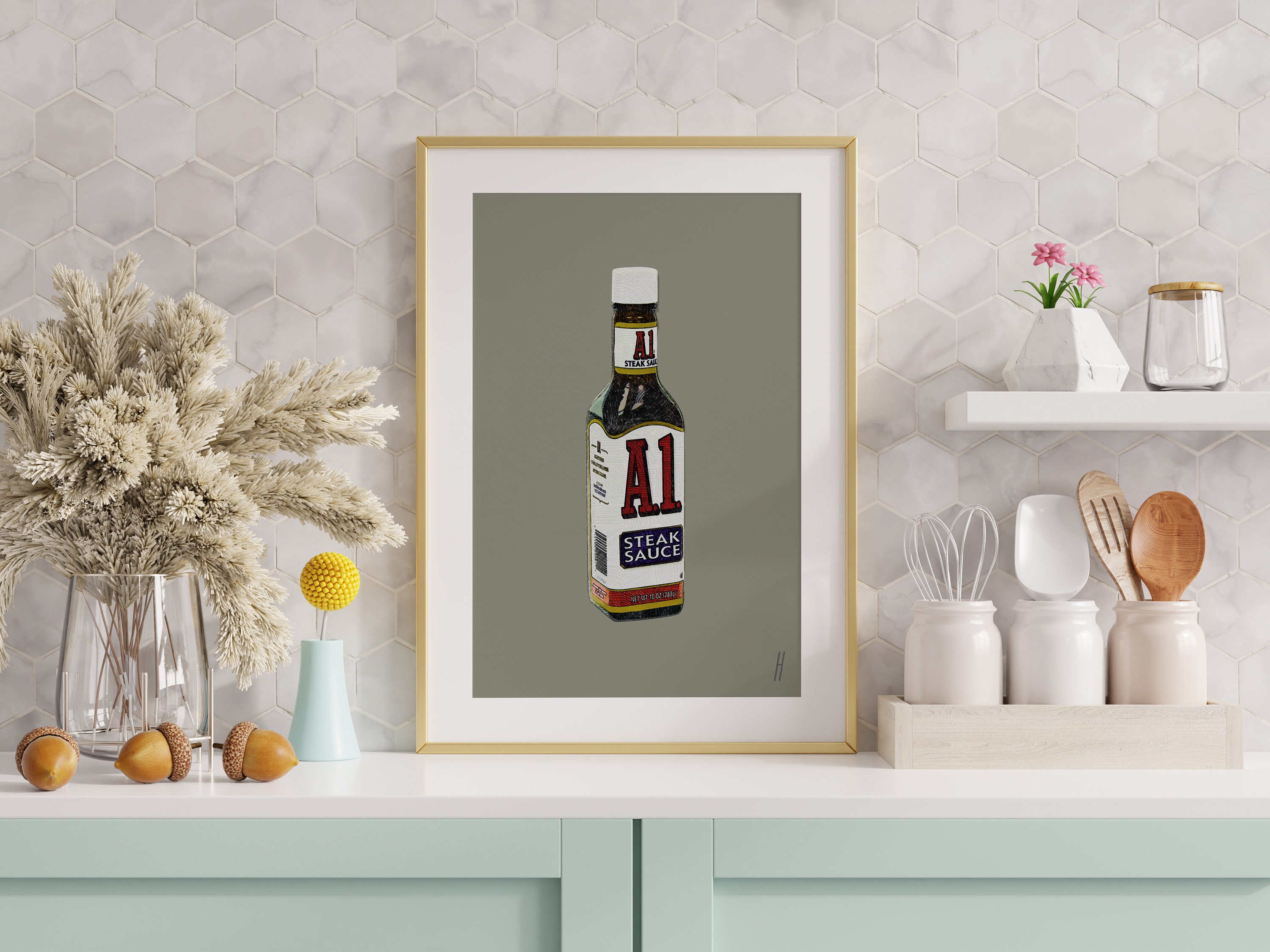 A1 Steak Sauce Kitchen Wall Art | Dining Room Decor Digital Print Home ...