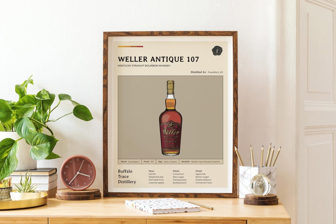 Weller Antique 107 Bourbon Bottle Art Print | Midcentury Poster Digital ...