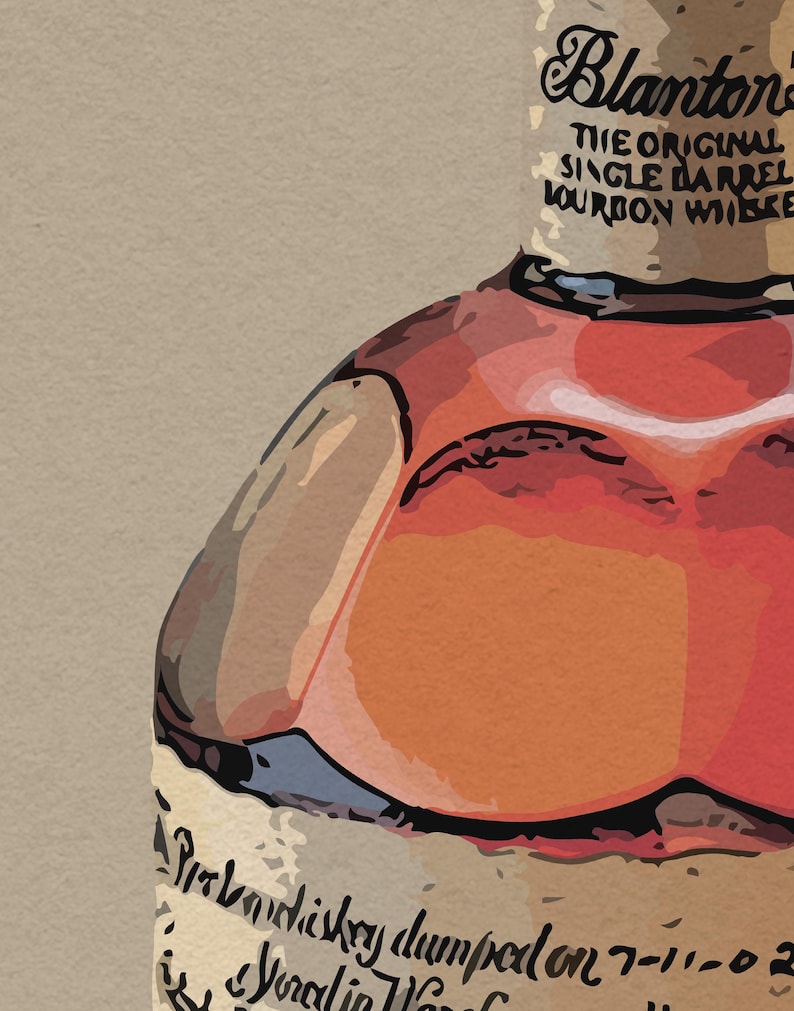 Blanton's Bourbon Bottle Art Print | Midcentury Poster Digital Print ...