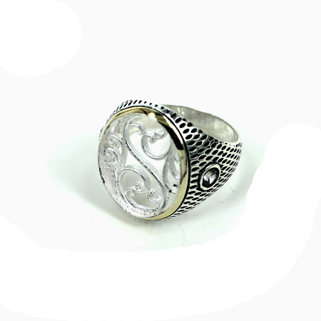 Patterned Ring Setting With Swirls and Oval Bezel Mounting in Sterling ...