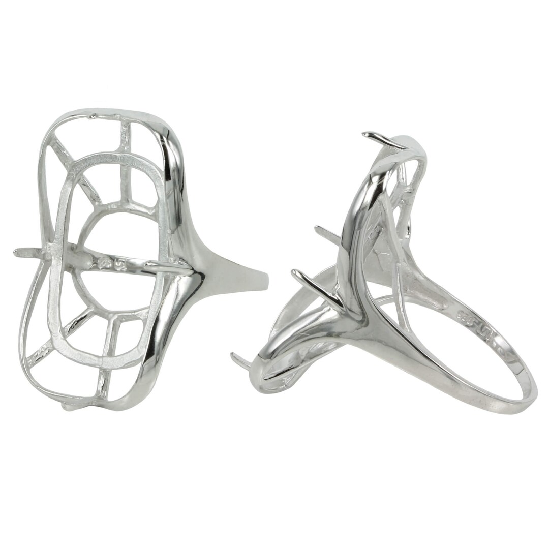 Ring Setting With Rectangular Prongs Mounting in Sterling Silver ...