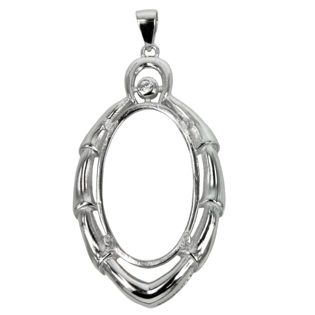 Oval Segmented Frame Pendant Setting Set With Cz's and Oval Prongs ...